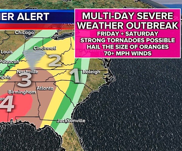 Dangerous Multiday Severe Weather Outlook Issued | Newsmax.com
