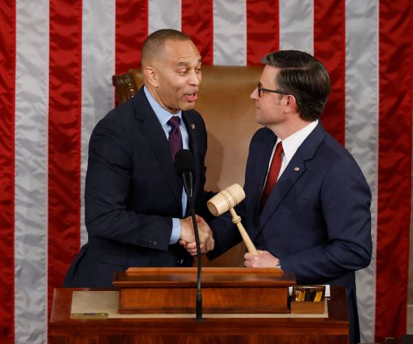 Speaker to Rep. Jeffries: Trump Obsession Makes It Worse | Newsmax.com