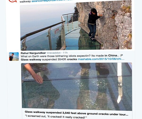 Glass Walkway Cracks in China Resulting in Paneful Mocking | Newsmax.com